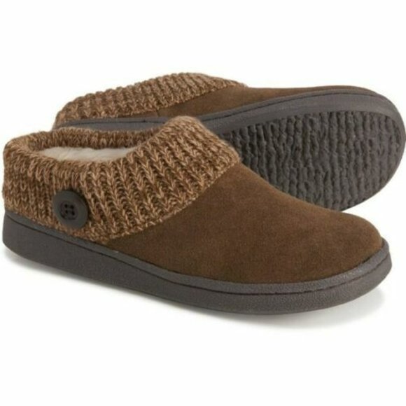 Clarks | Shoes | New Clarks Suede Leather Knit Clog Plush Faux Fur ...